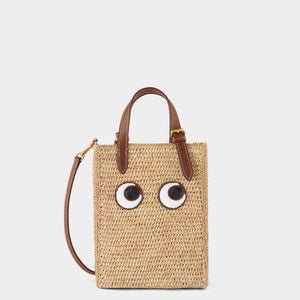 Mini Raffia Cross-body Tote Bag with Eyes | Anya Hindmarch US
